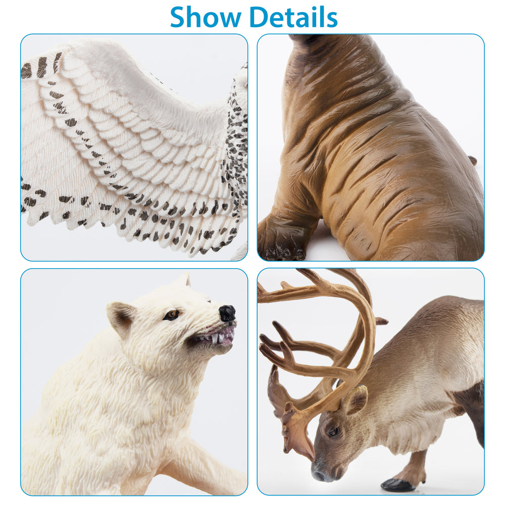 Toymany 12-Piece Large Polar Animals Figurines Playset