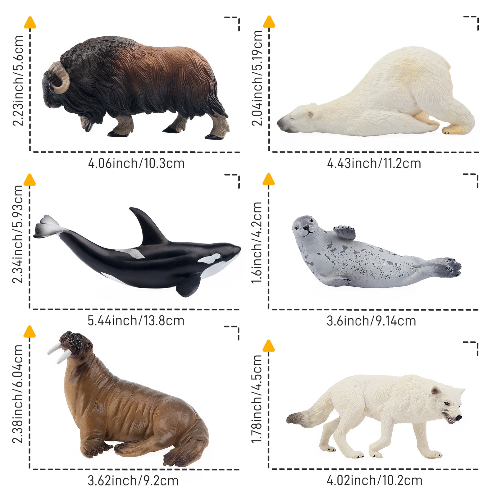 Toymany 12-Piece Large Polar Animals Figurines Playset