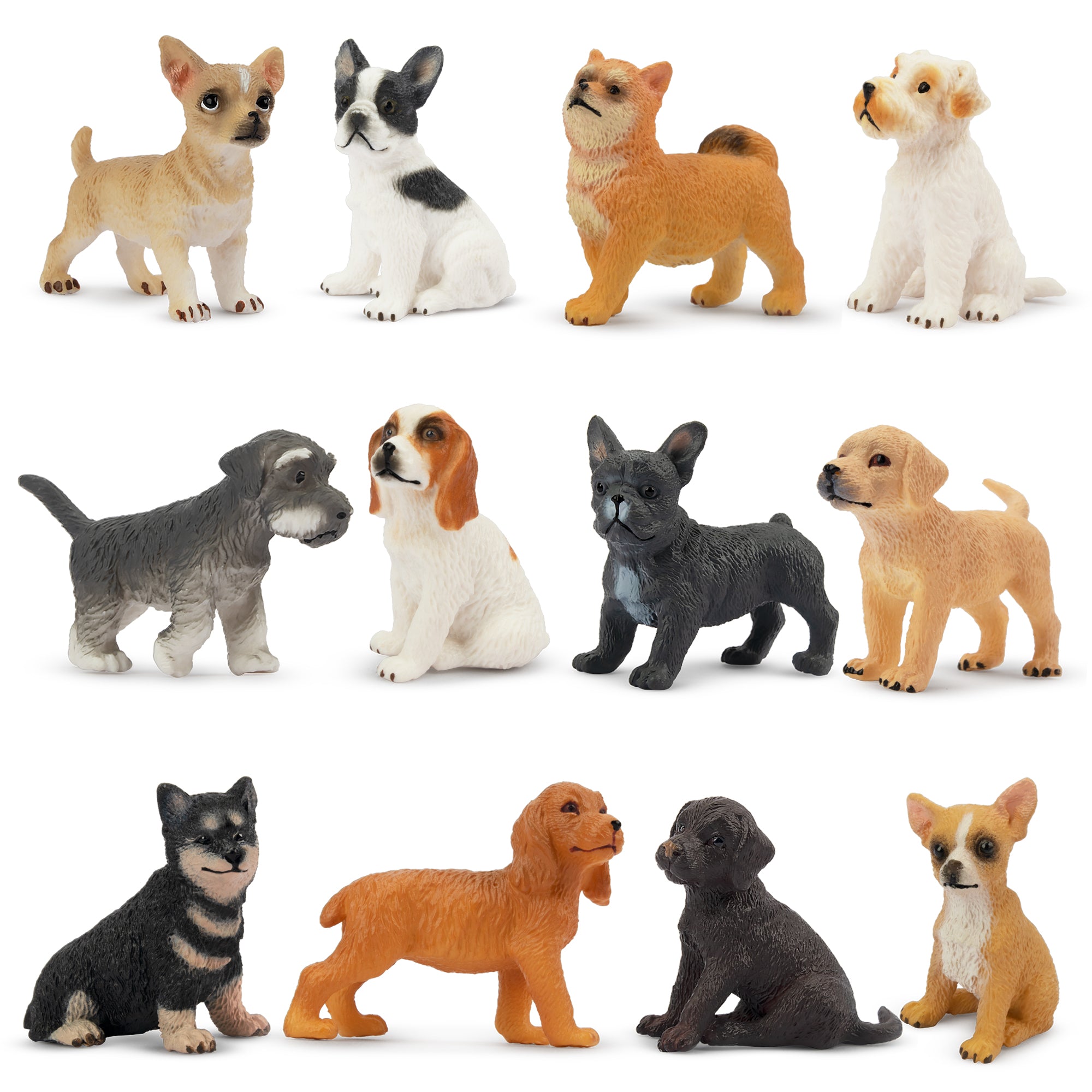 Toymany 12 pieces Dog Figurines Playset | Animal Figurine Toy