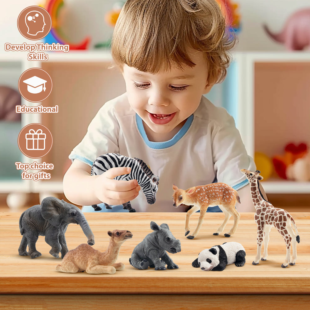 12PCS Baby Wildlife Animal Figurines Playset | Animal Figurine Toy