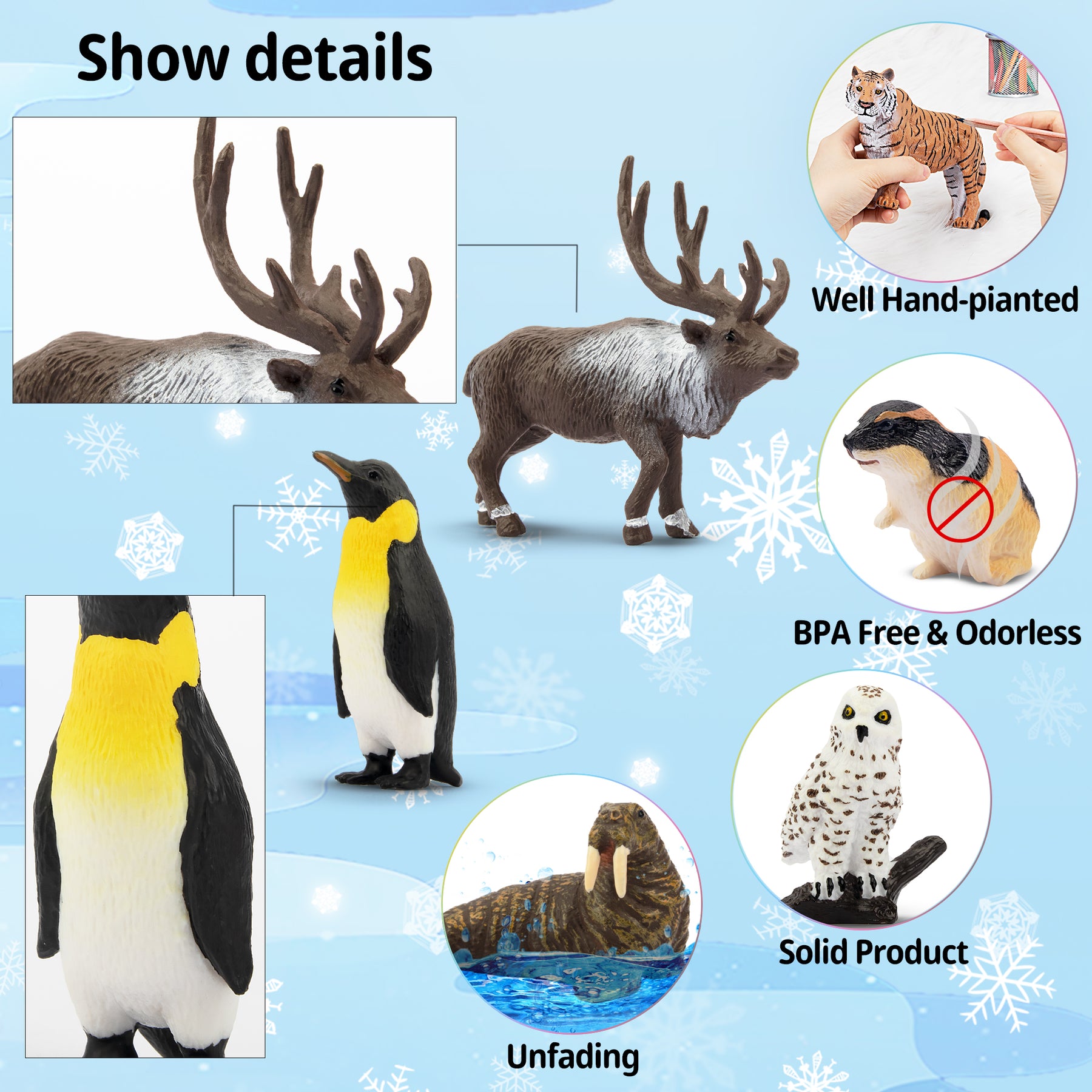 Toymany 14PCS Polar Animal Figurines Playset | Animal Figurine Toy