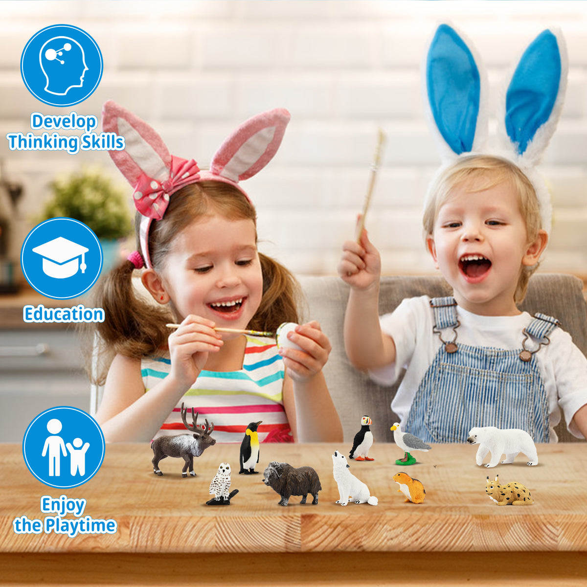Toymany 14PCS Polar Animal Figurines Playset | Animal Figurine Toy
