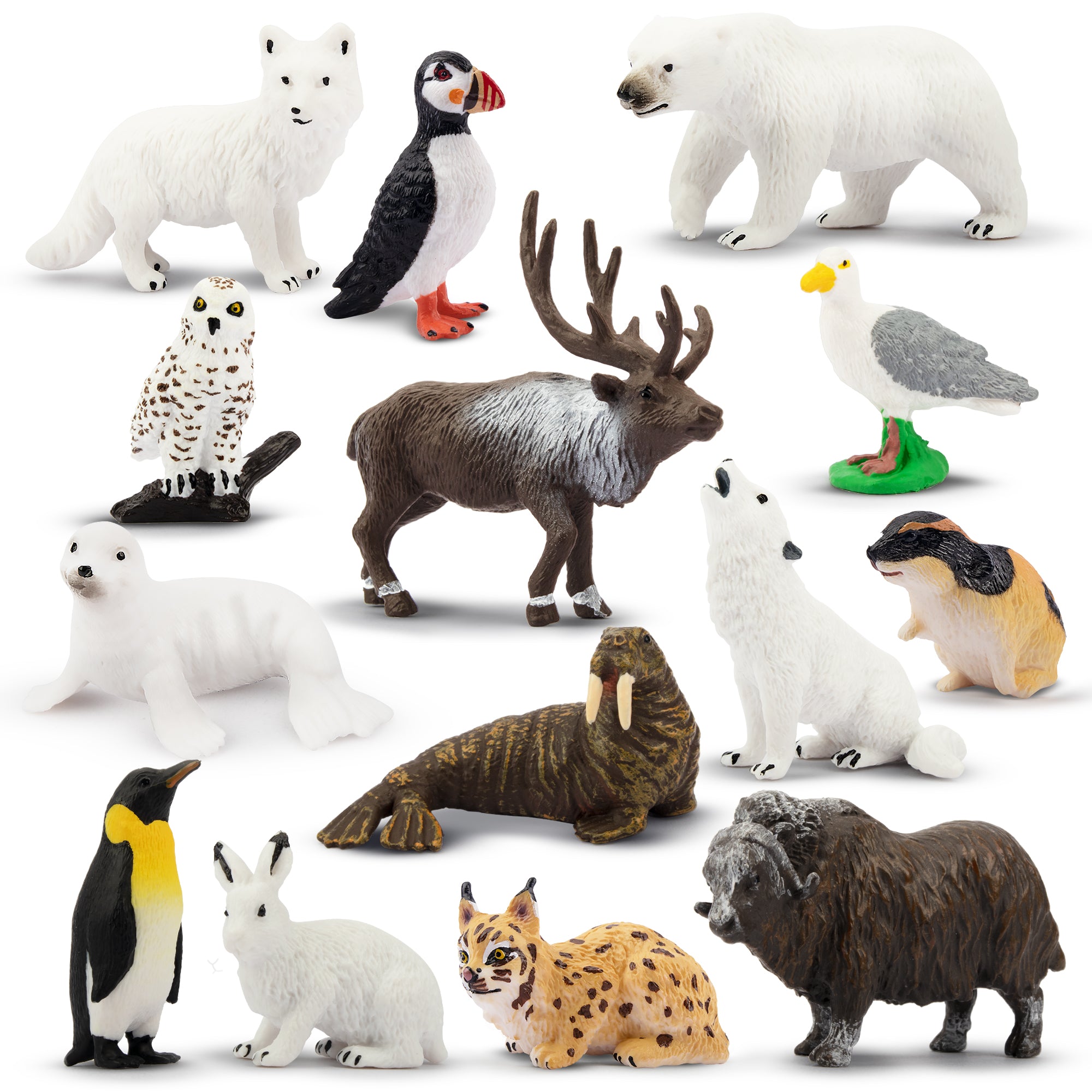 Toymany 14PCS Polar Animal Figurines Playset | Animal Figurine Toy