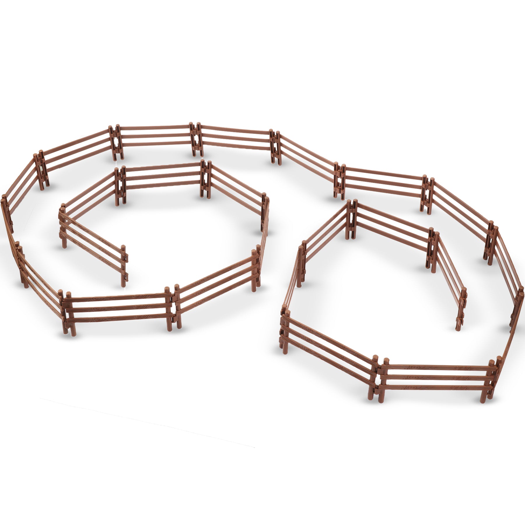 Toymany 24PCS Wood-Look Plastic Corral Fencing | Animal Figurine