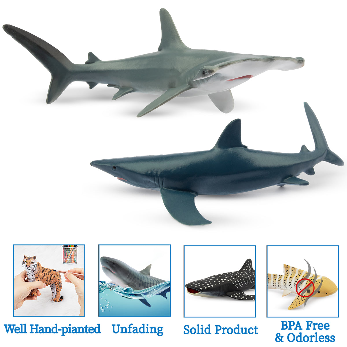 Toymany 6PCS Shark Figurines Playset | Animal Figurine Toy