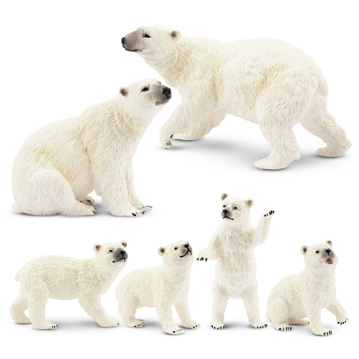 Toymany 6 pieces Polar Bear Figurines Playset | Animal Figurine Toy