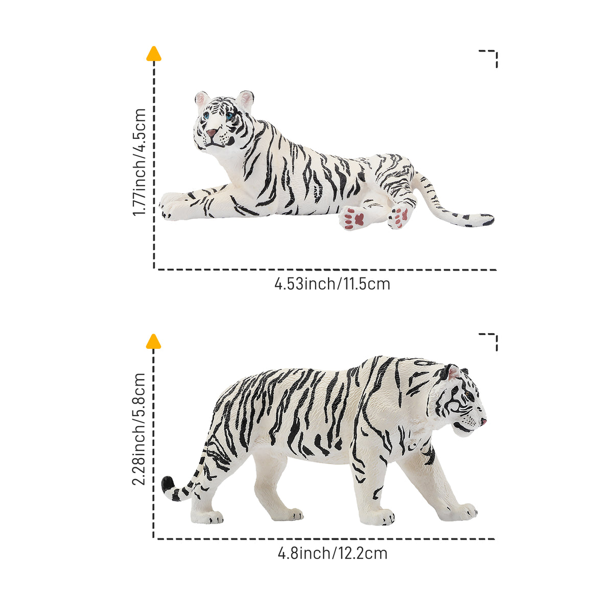 Toymany 6-Piece White Tiger Family Figurines Playset | Animal Figurine