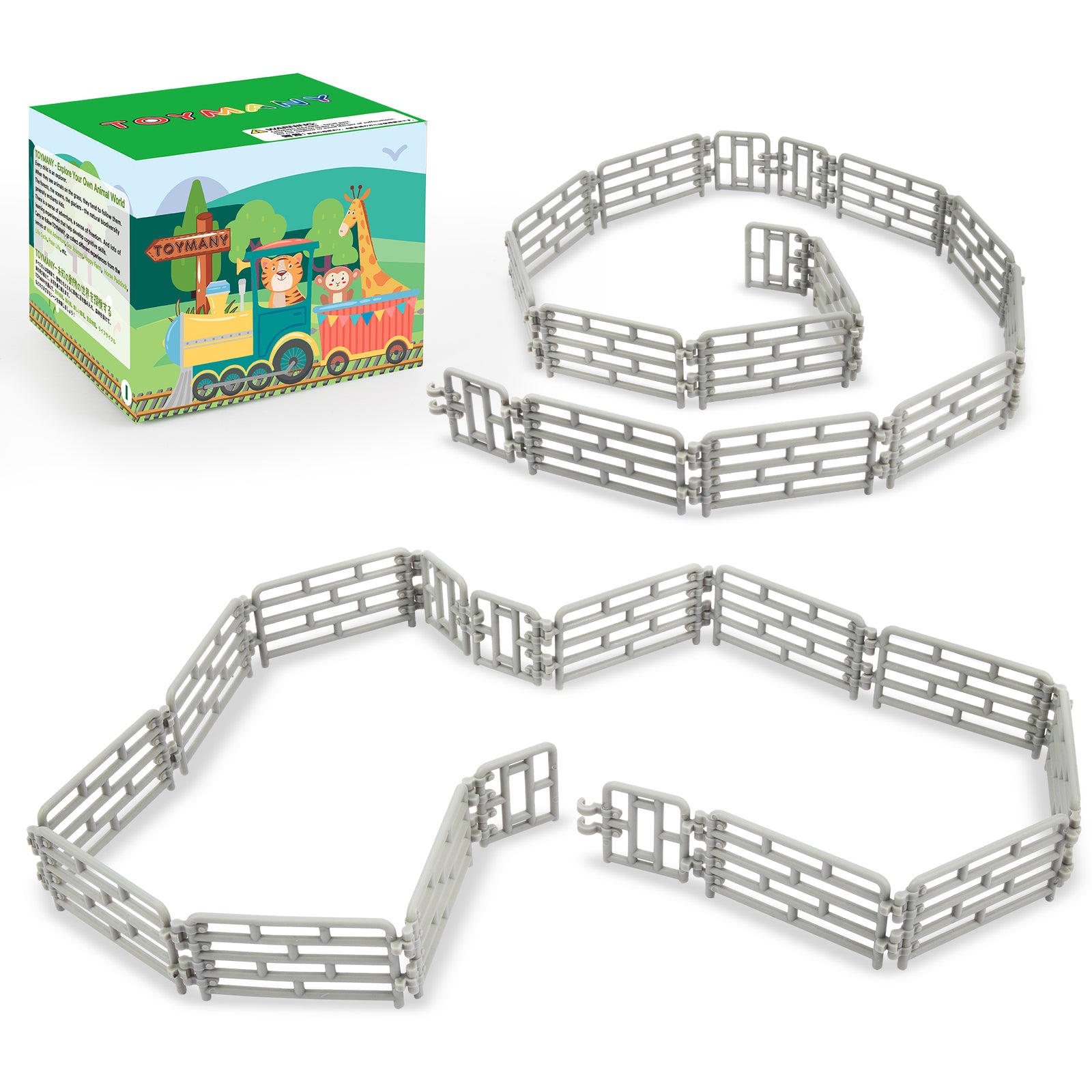 Toymany 64PCS Mini Corral Fencing Playset | Animal Figurine Toy