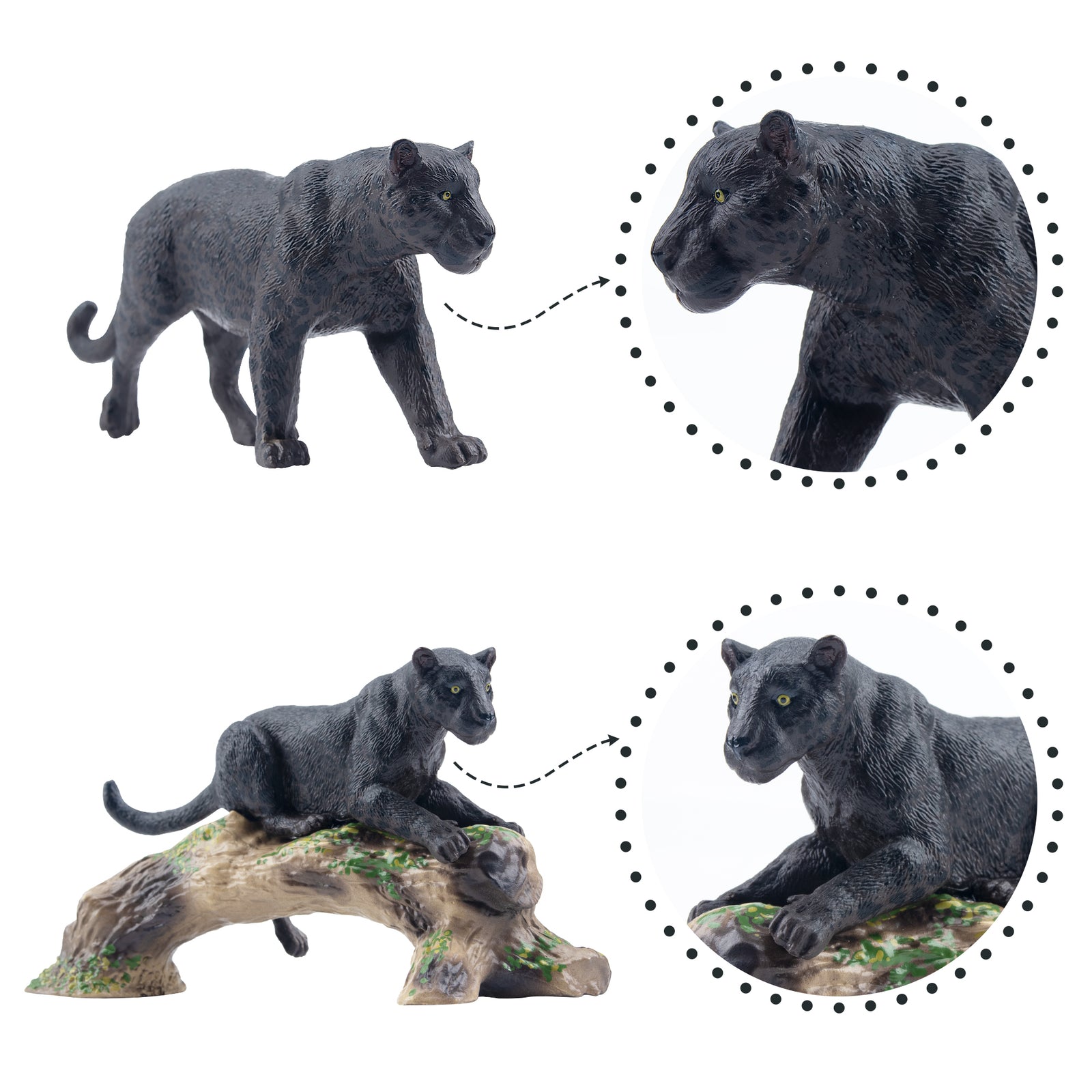 Toymany 7PCS Black Jaguars Figurines Family Playset | Animal Figurine