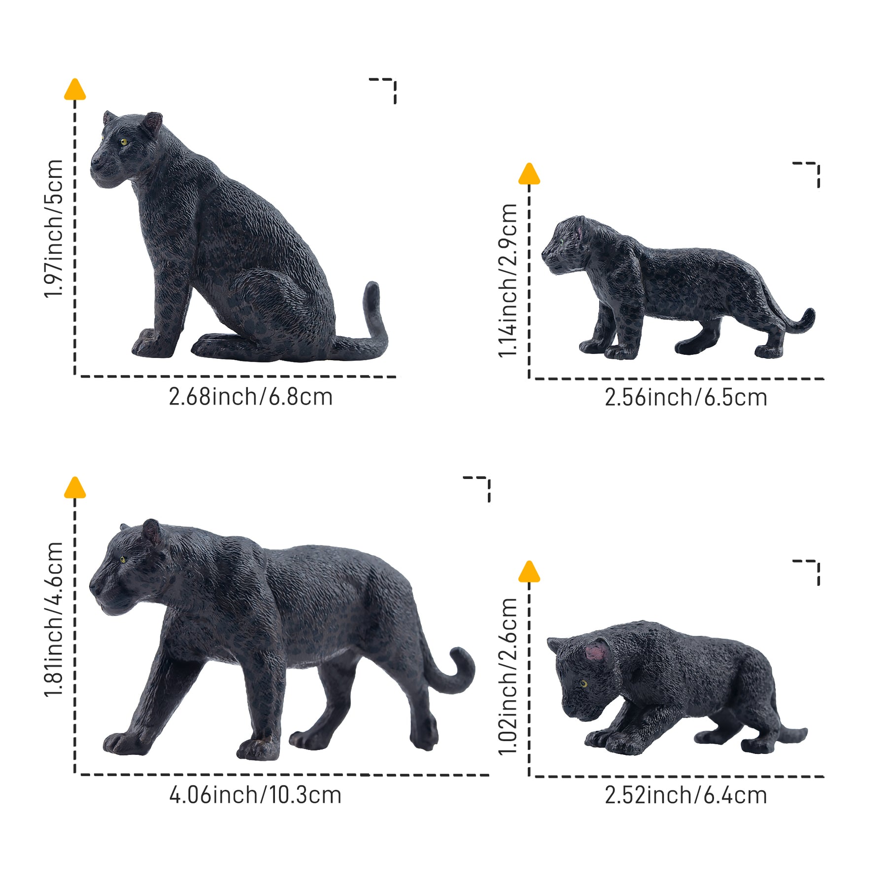 Toymany 7PCS Black Jaguars Figurines Family Playset | Animal Figurine