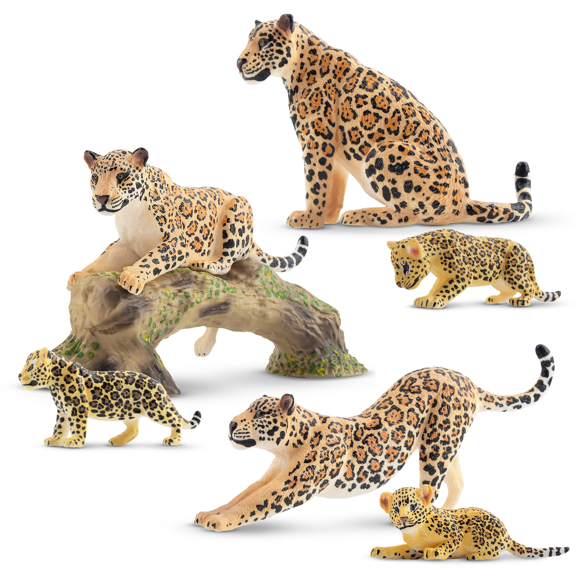 Toymany 7PCS Jaguars Figurines Family Playset | Animal Figurine