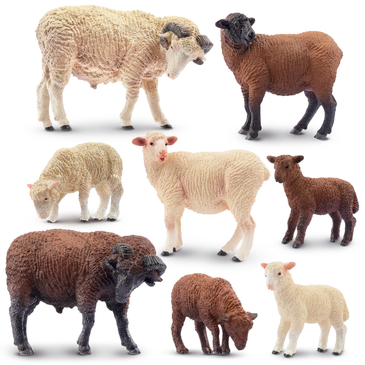 Toymany 8PCS Merino Sheep Figurines Playset | Animal Figurine Toy