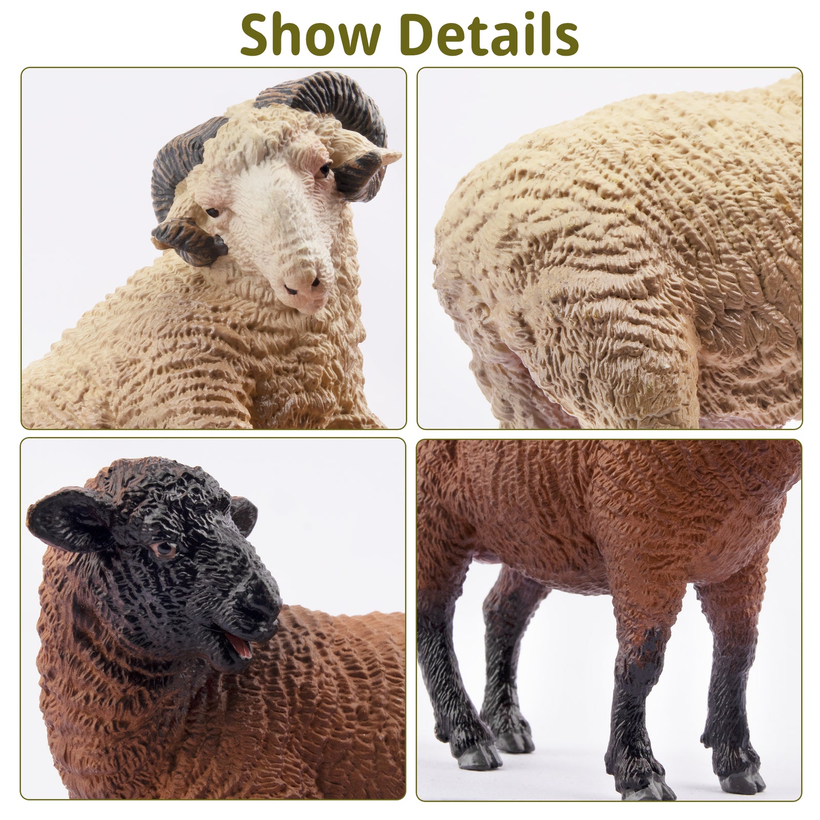 Toymany 8PCS Merino Sheep Figurines Playset | Animal Figurine Toy