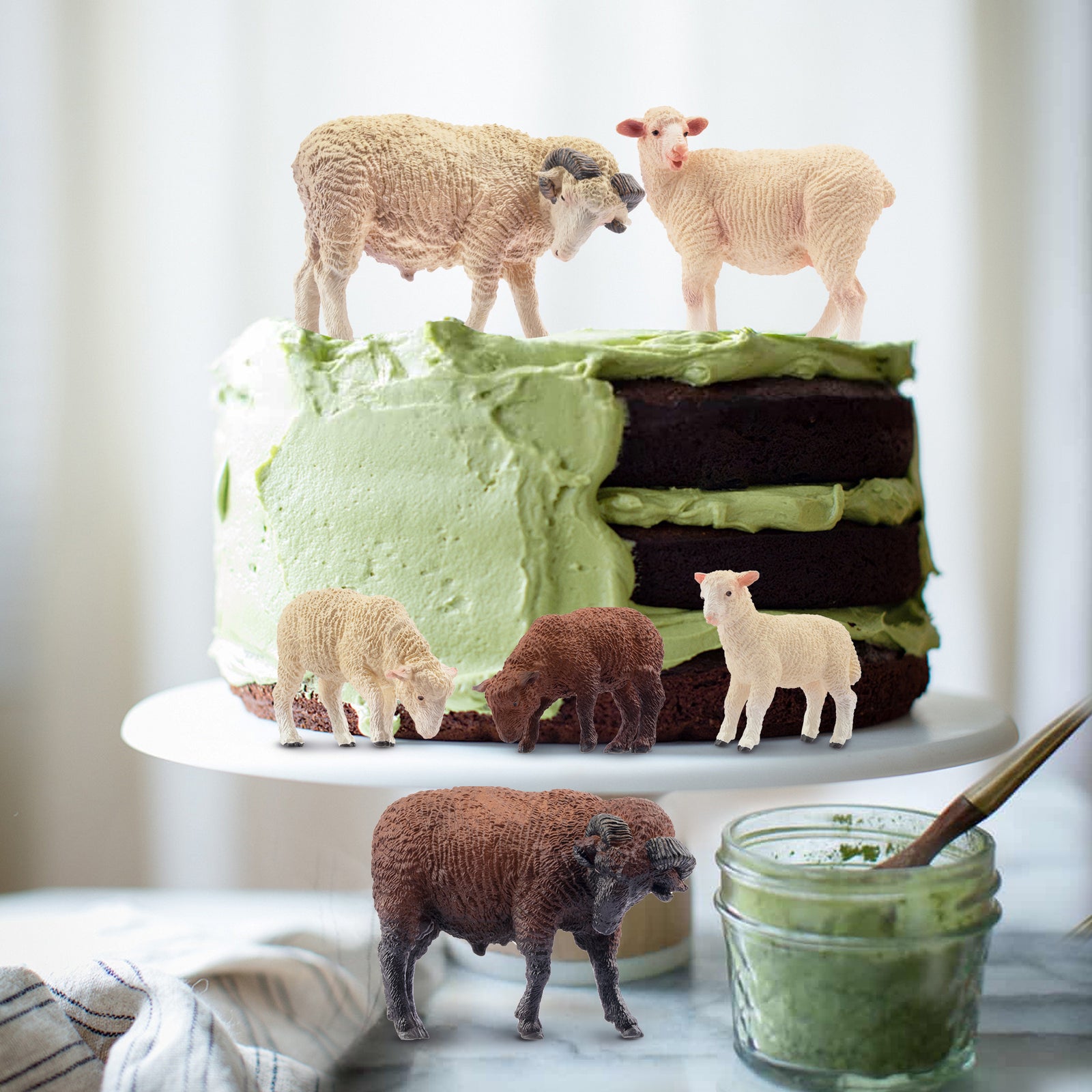 Toymany 8PCS Merino Sheep Figurines Playset | Animal Figurine Toy