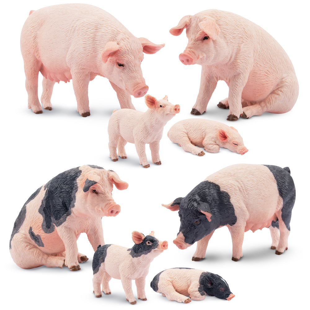 Toymany 8PCS Pig Figurines Playset | Animal Figurine Toy