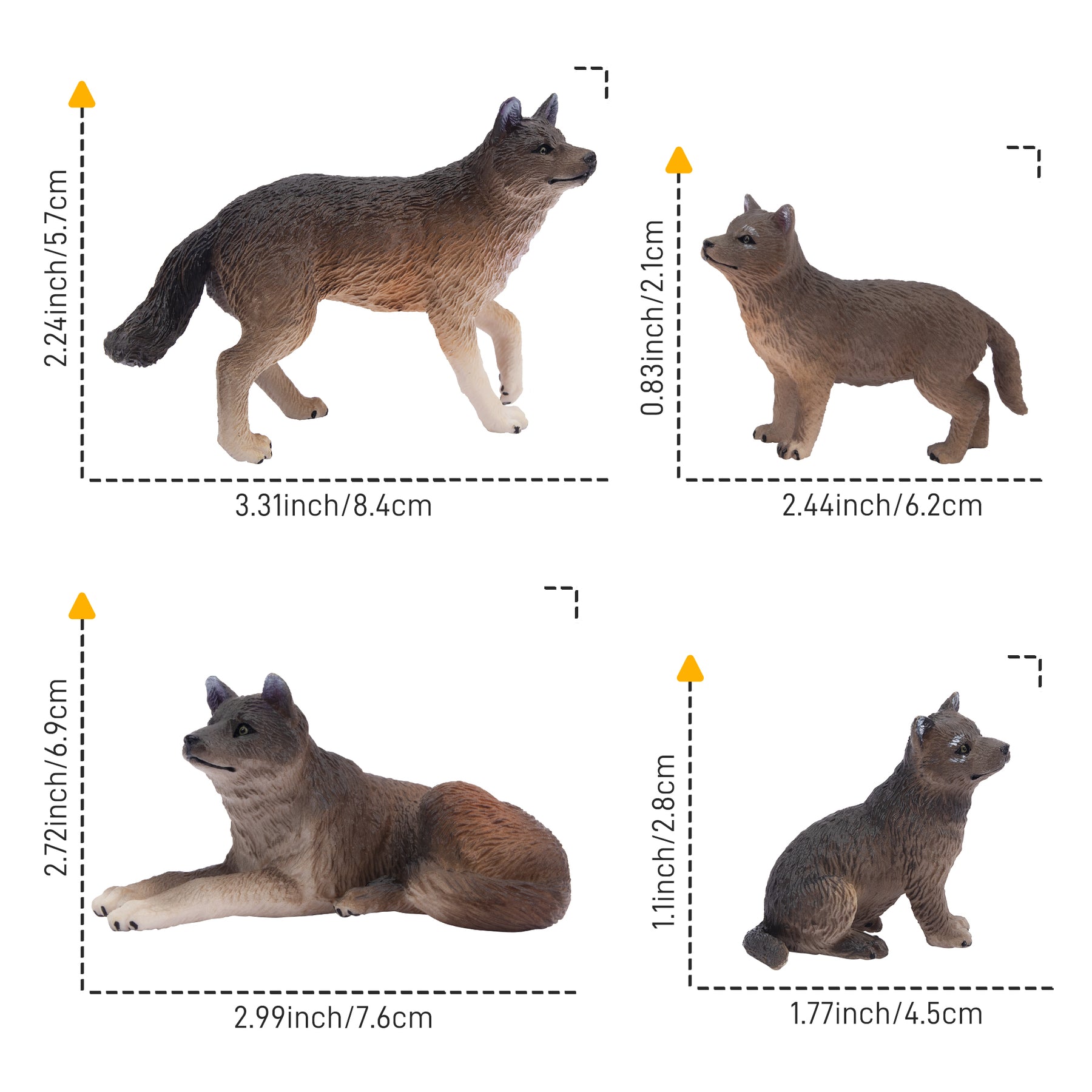 Toymany 8PCS Wolf Figurines Playset | Animal Figurine Toy
