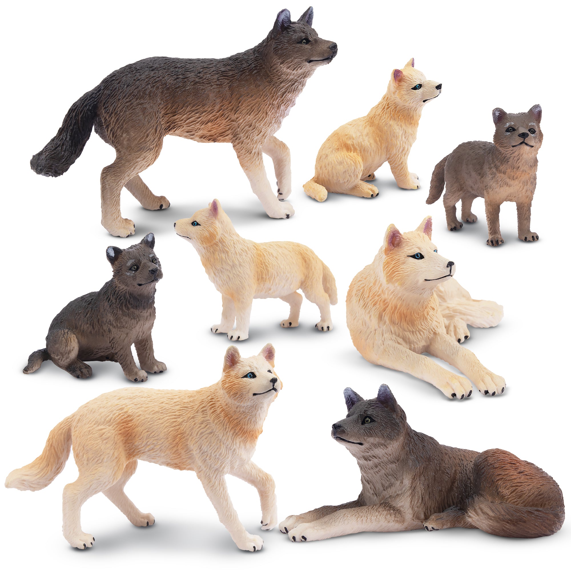 Toymany 8PCS Wolf Figurines Playset | Animal Figurine Toy