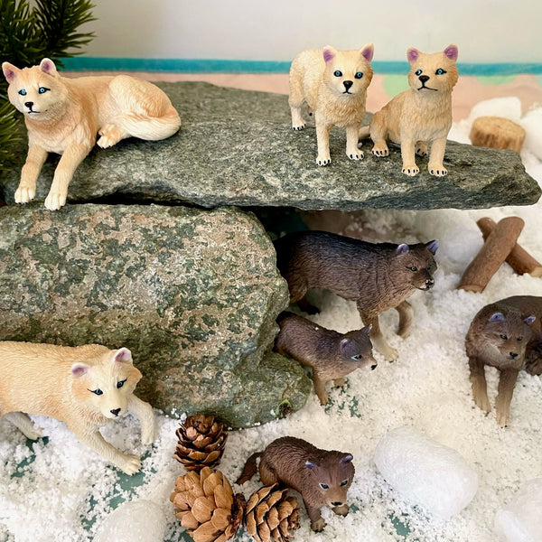 Toymany 8PCS Wolf Figurines Playset | Animal Figurine Toy