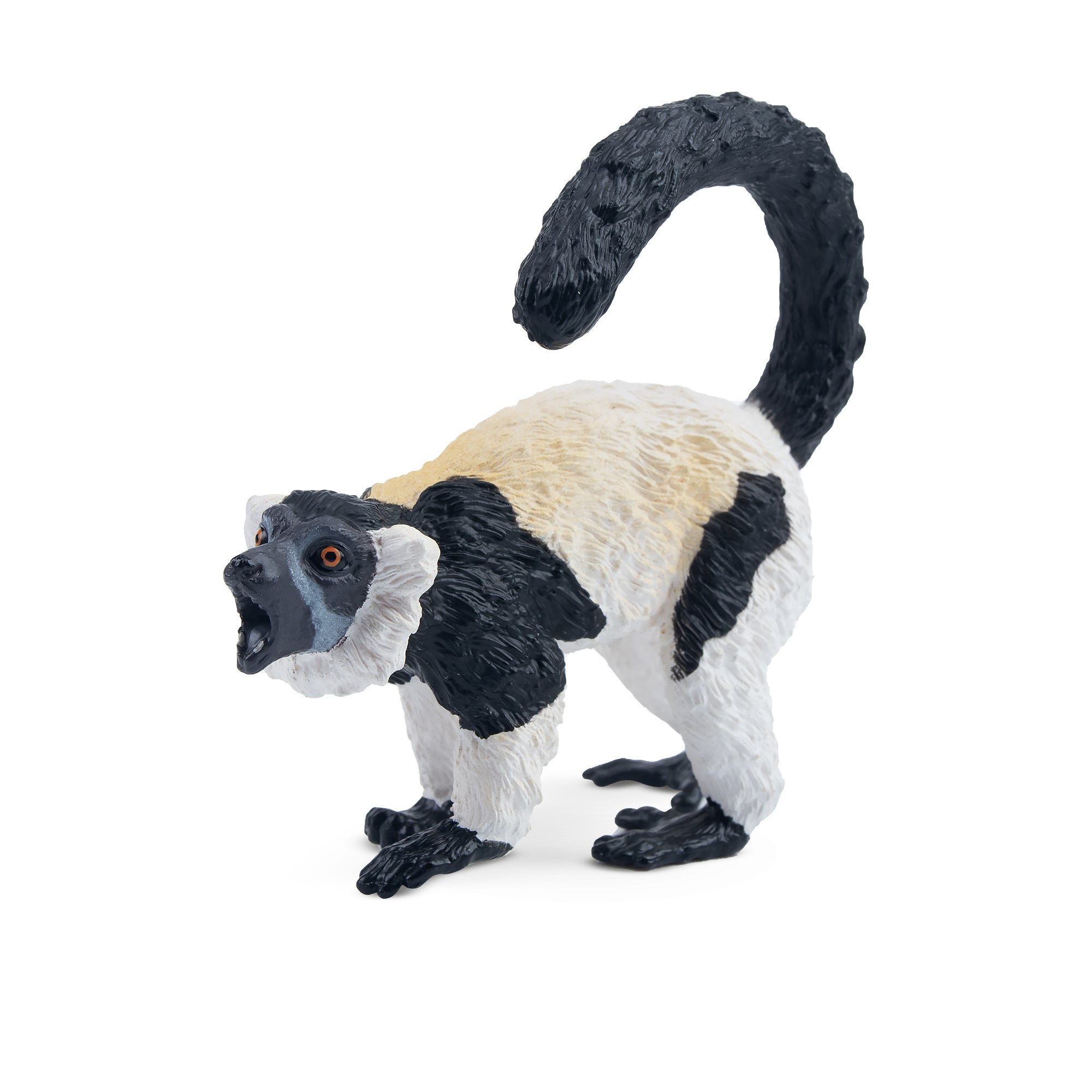 Toymany Black & White Ruffed Lemur | Realistic Animal Figurine Toy