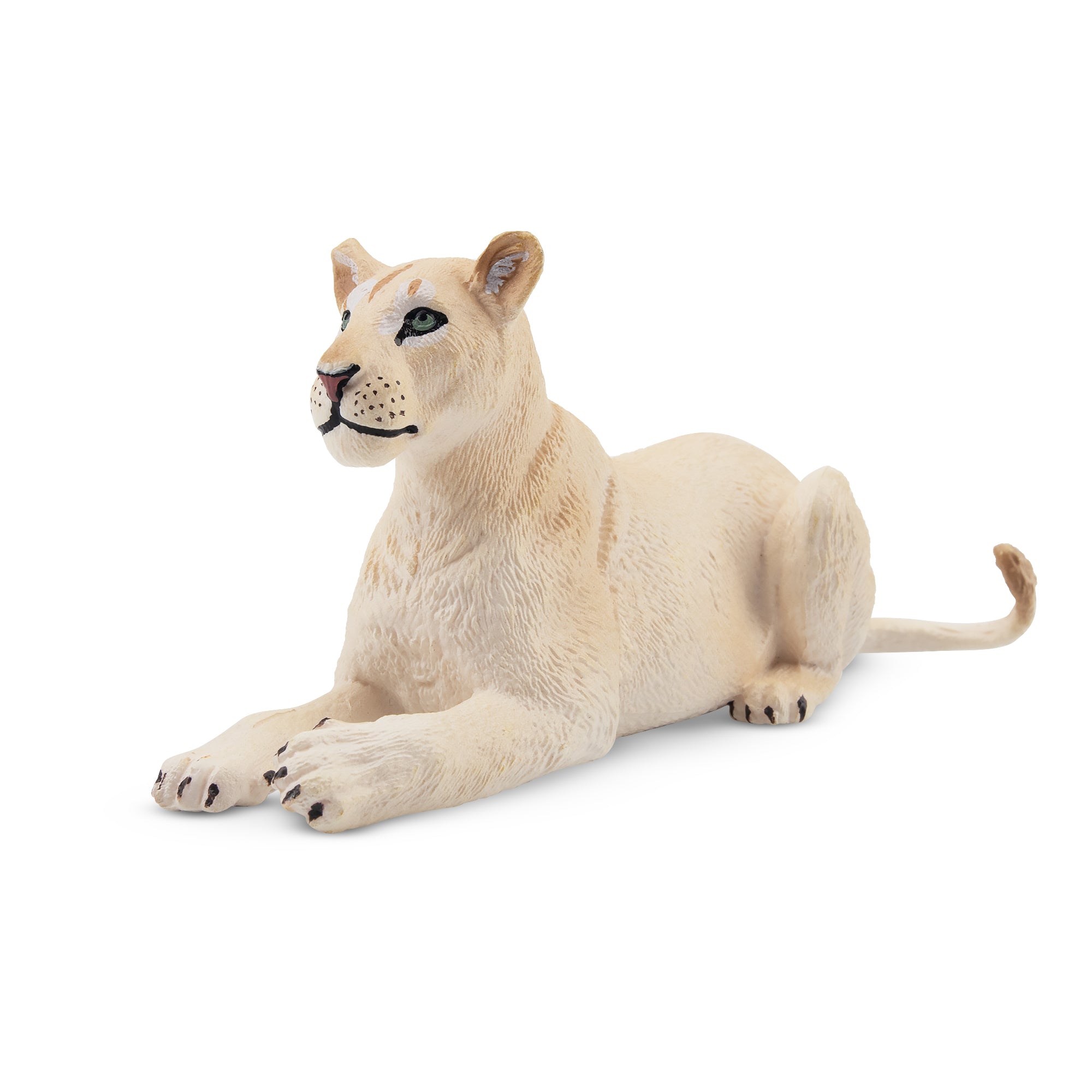 Toymany Lying White Lioness | Realistic Animal Figurine Toy