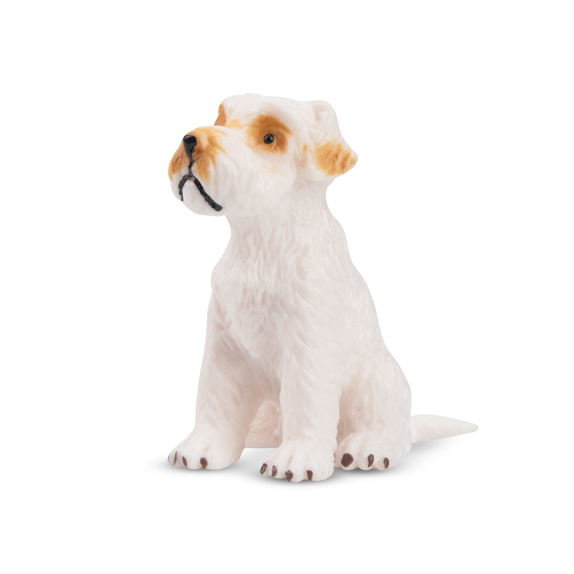 Toymany White Schnauzer Puppy Figurine | Realistic Animal Figurine